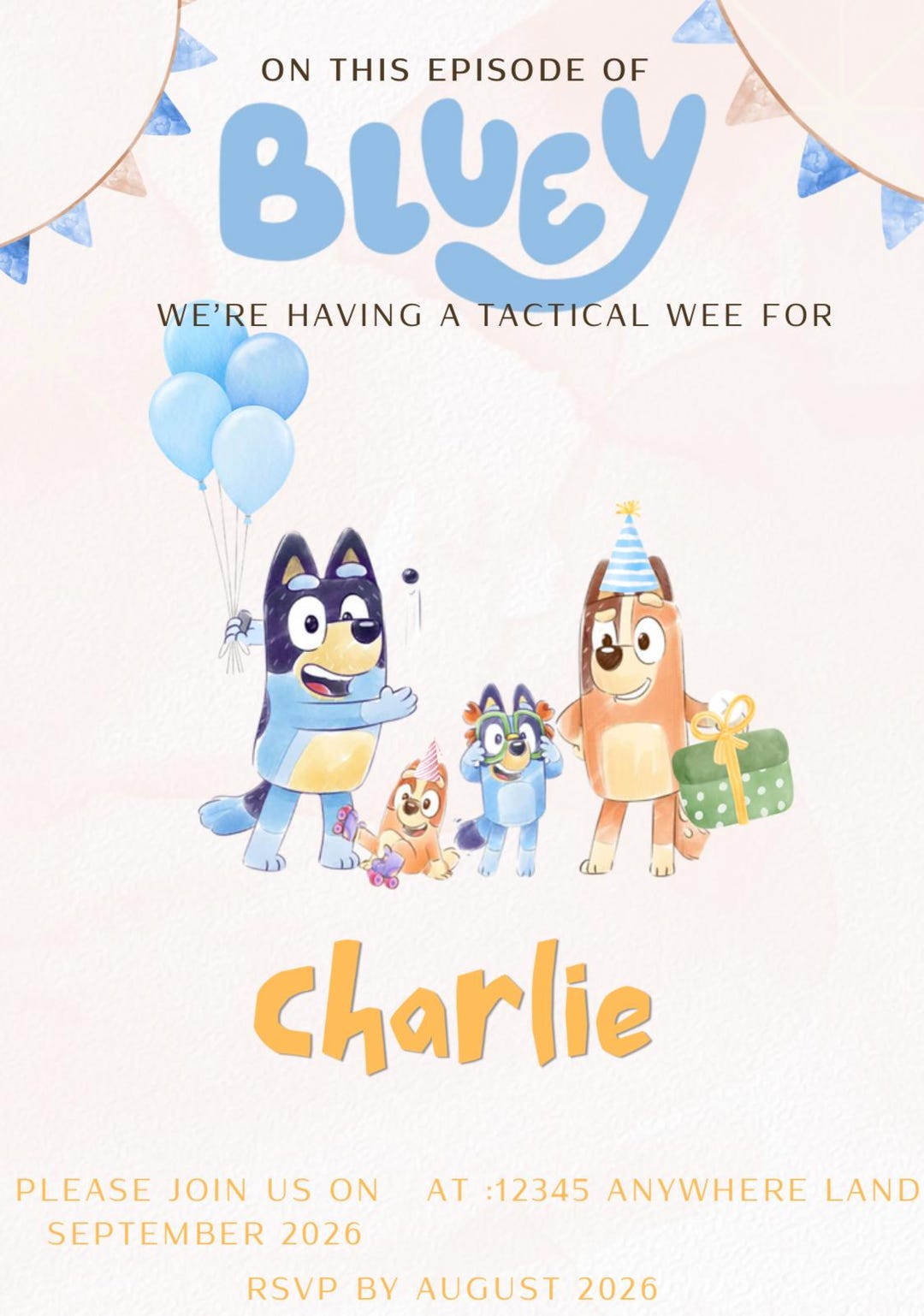 Bluey Invitations - Etsy