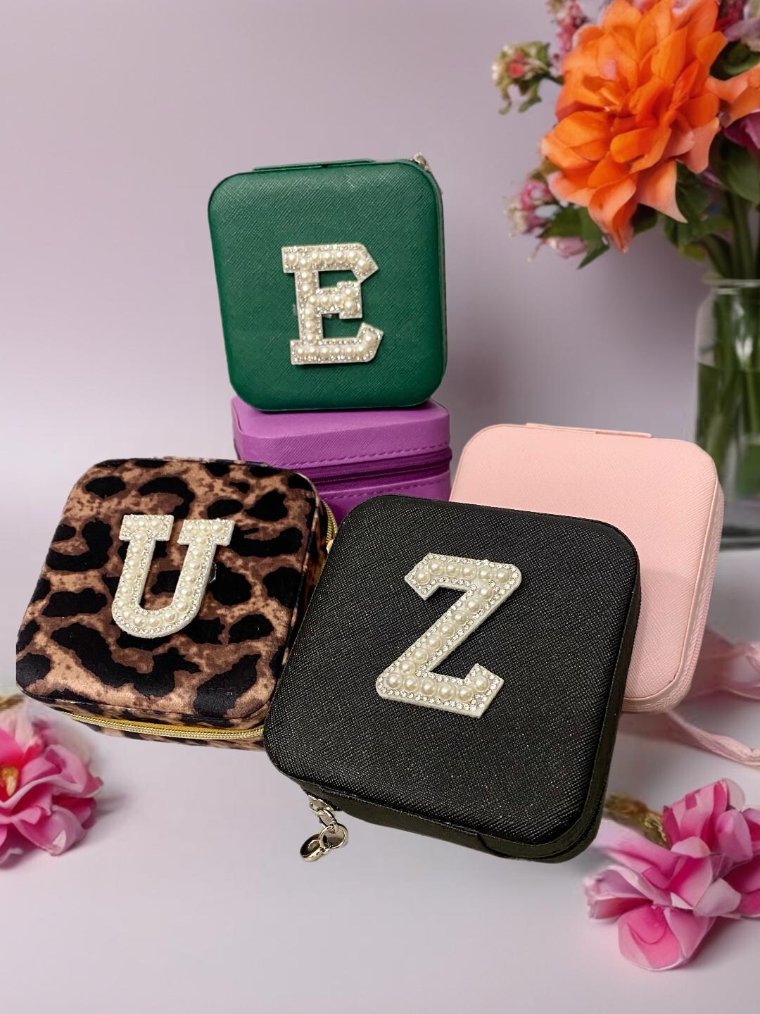 Custom Mini Jewelry Boxes With Pearl Initial | Vinyl or Velvet Storage ...