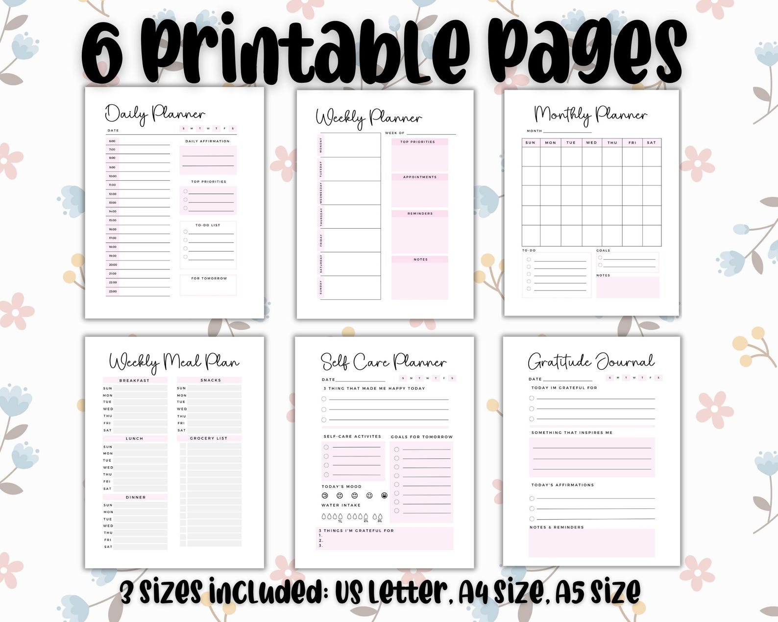Self-care Planner Daily Weekly Monthly Planner, Printable Mindfulness ...