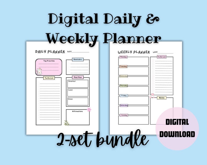 Cute Digital Planner, Undated, Cute and Aesthetic Planner for Ipad ...