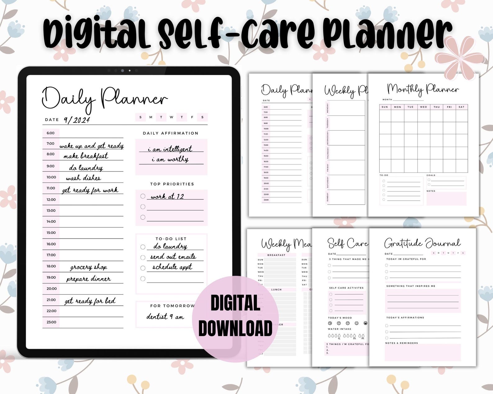 Self-care Planner Daily Weekly Monthly Planner, Printable Mindfulness ...