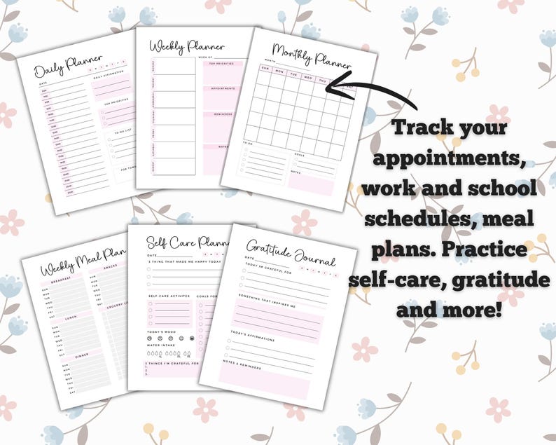 Self-care Planner Daily Weekly Monthly Planner, Printable Mindfulness ...