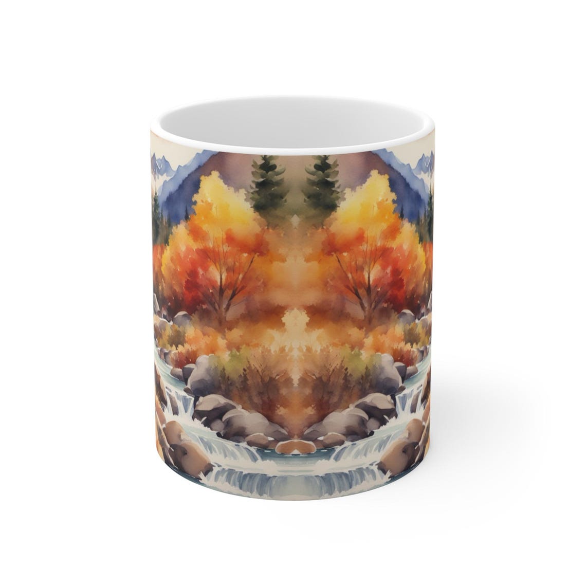 Nature Inspired Mug, Scenic Mountain River Autumn Mug, Beautiful ...