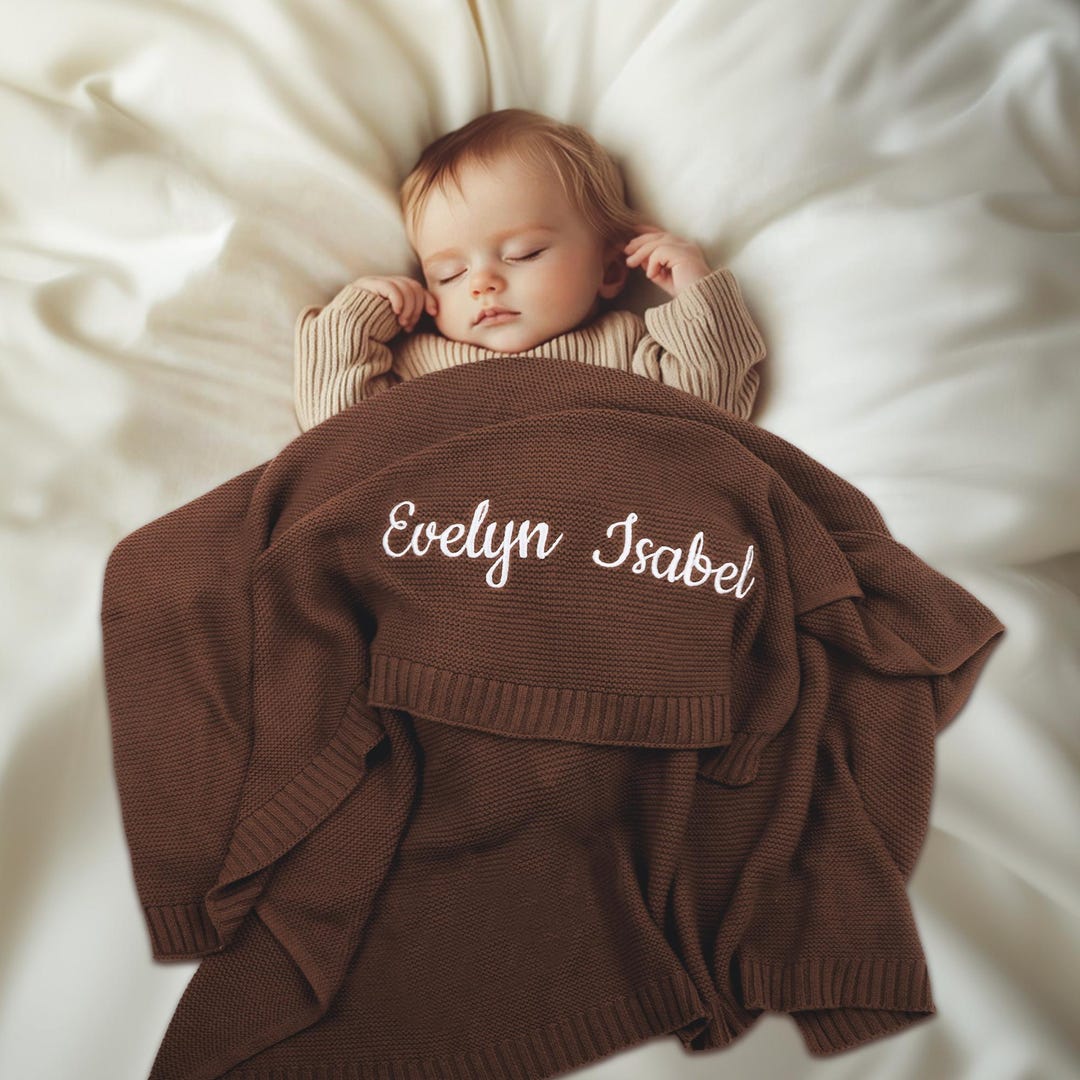 Personalized Baby Blanket With Name,embroidered Name Blanket,knitted ...