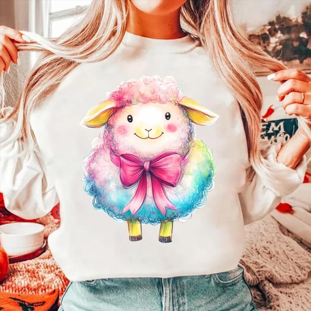 Brushstroke Sheep Easter Png, Sheep Coquette Bow Png, Pink Sheep Png ...