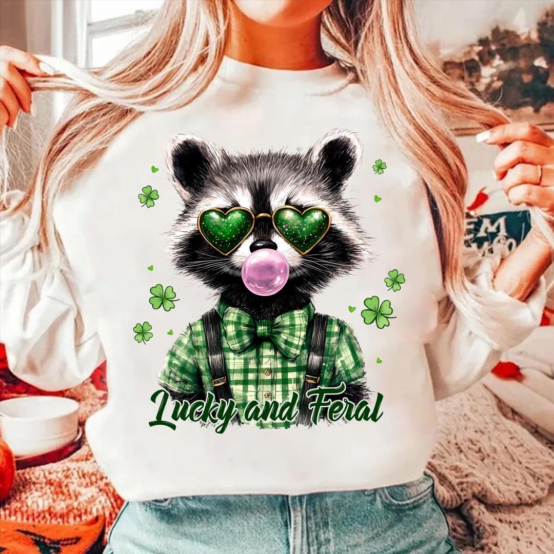 Luck and Feral Png, Shamrock Lucky Racoon Png, Patrick's Day Racoon Png ...
