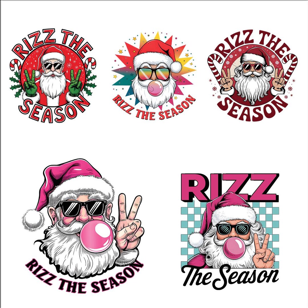 Punk Rock Retro Rizz the Season Funny Santa Clause Rizzler Png Bundle ...