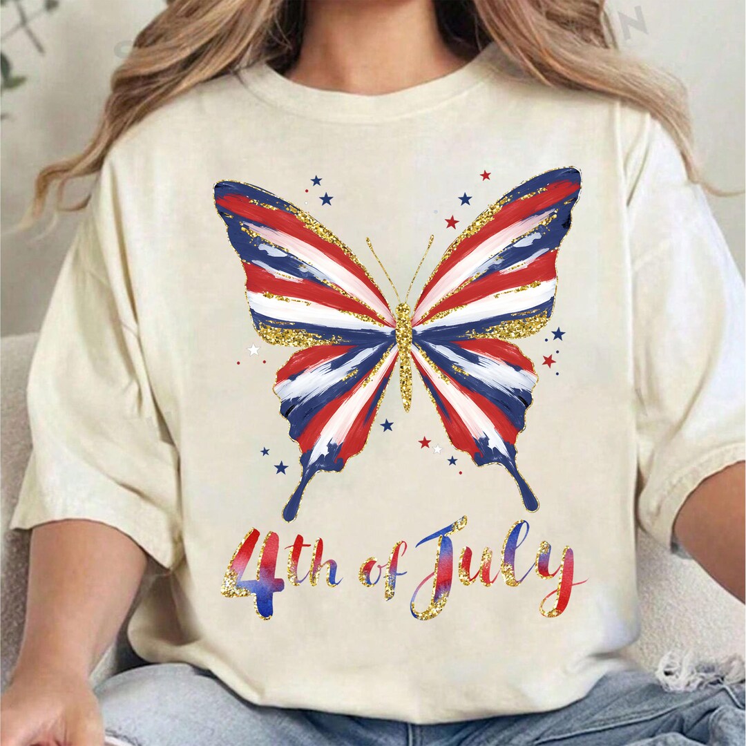 4th of July Butterfly Png, Brushstroke 4th of July Png, Patriotic ...