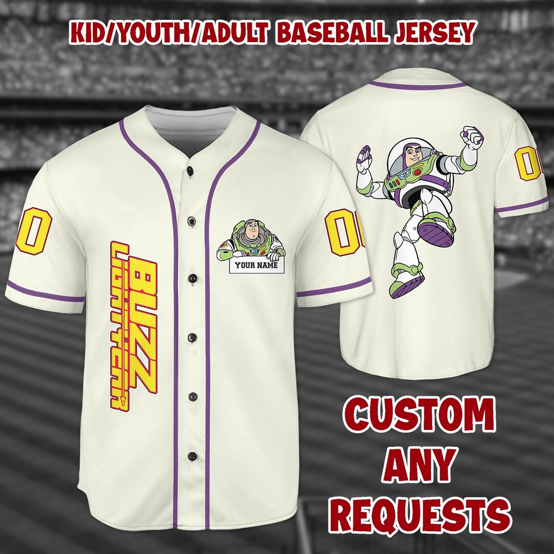 Custom Buzz Lightyear Baseball Jersey, Toy Story Adult Jersey, Disney ...