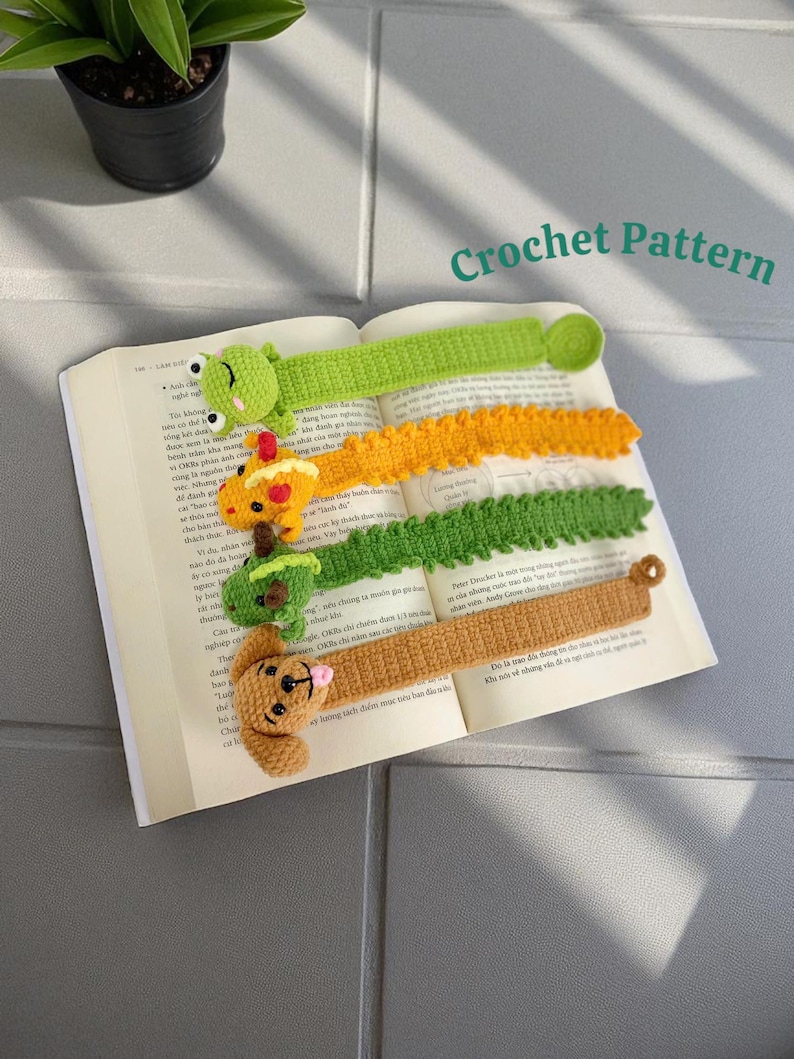 Crochet Animal Bookmark Pattern: Dragon, Frog, Dog Amigurumi (PDF ...
