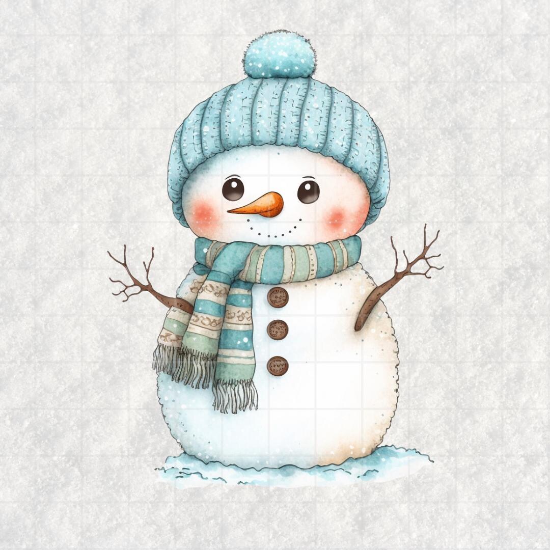 Cute Snowman Png, Adorable Snowman Clipart, Cute Christmas Png, Hand ...