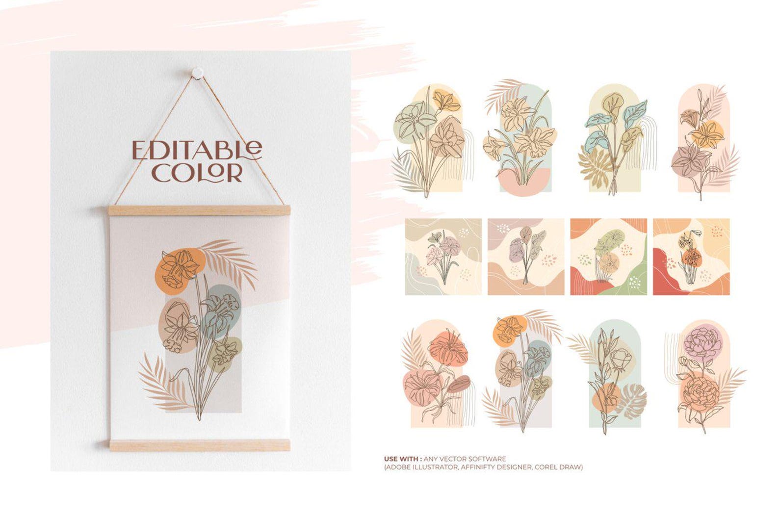 Bohemian Floral Decoration, Boho Flowers PNG, Boho Bundle, Boho ...