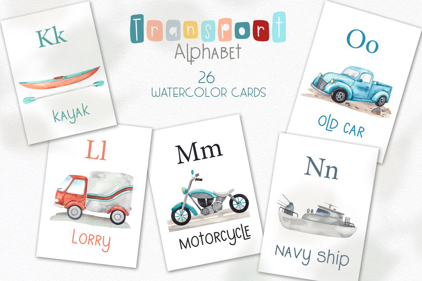 Watercolor Transport Alphabet Print, Vehicles ABC Print, Boy Playroom ...