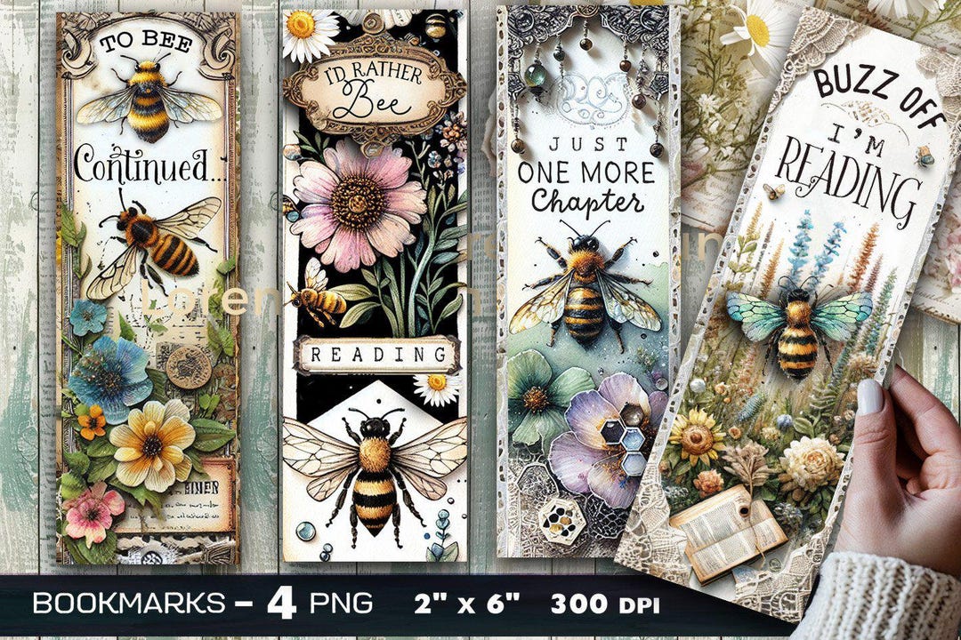 Vintage Bee Bookmark Floral Bookmark Printable Reading Quotes Mystical ...