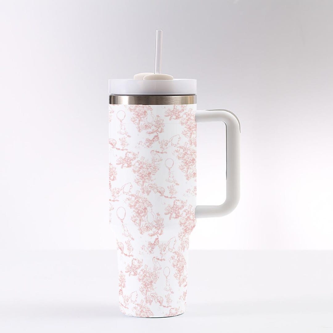 100 Acre Toile 40oz Tumbler in Pink, Winnie the Pooh, Stanley Dupe ...