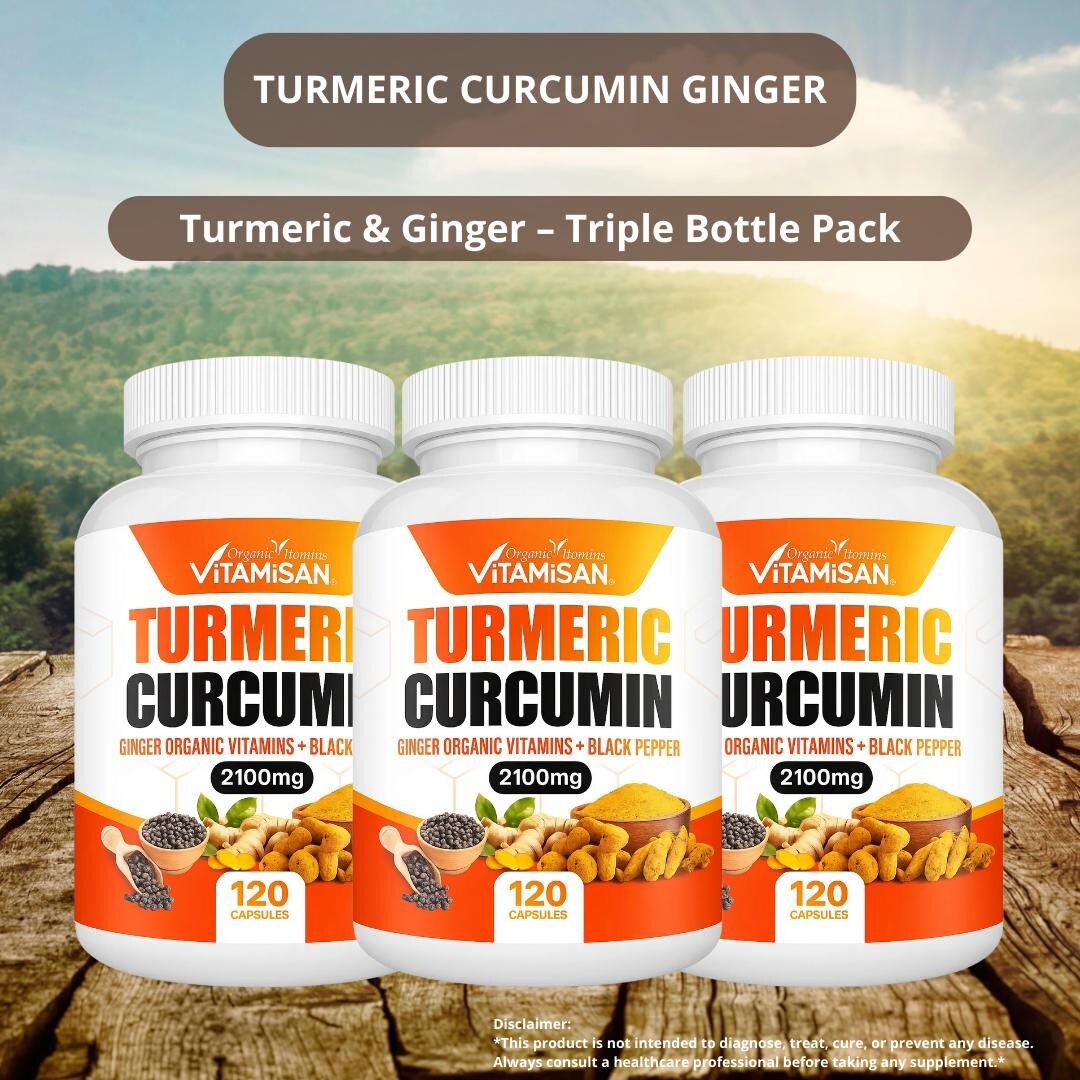 Turmeric Curcumin 3 Pack – 2100mg With Ginger & Black Pepper – 360 ...