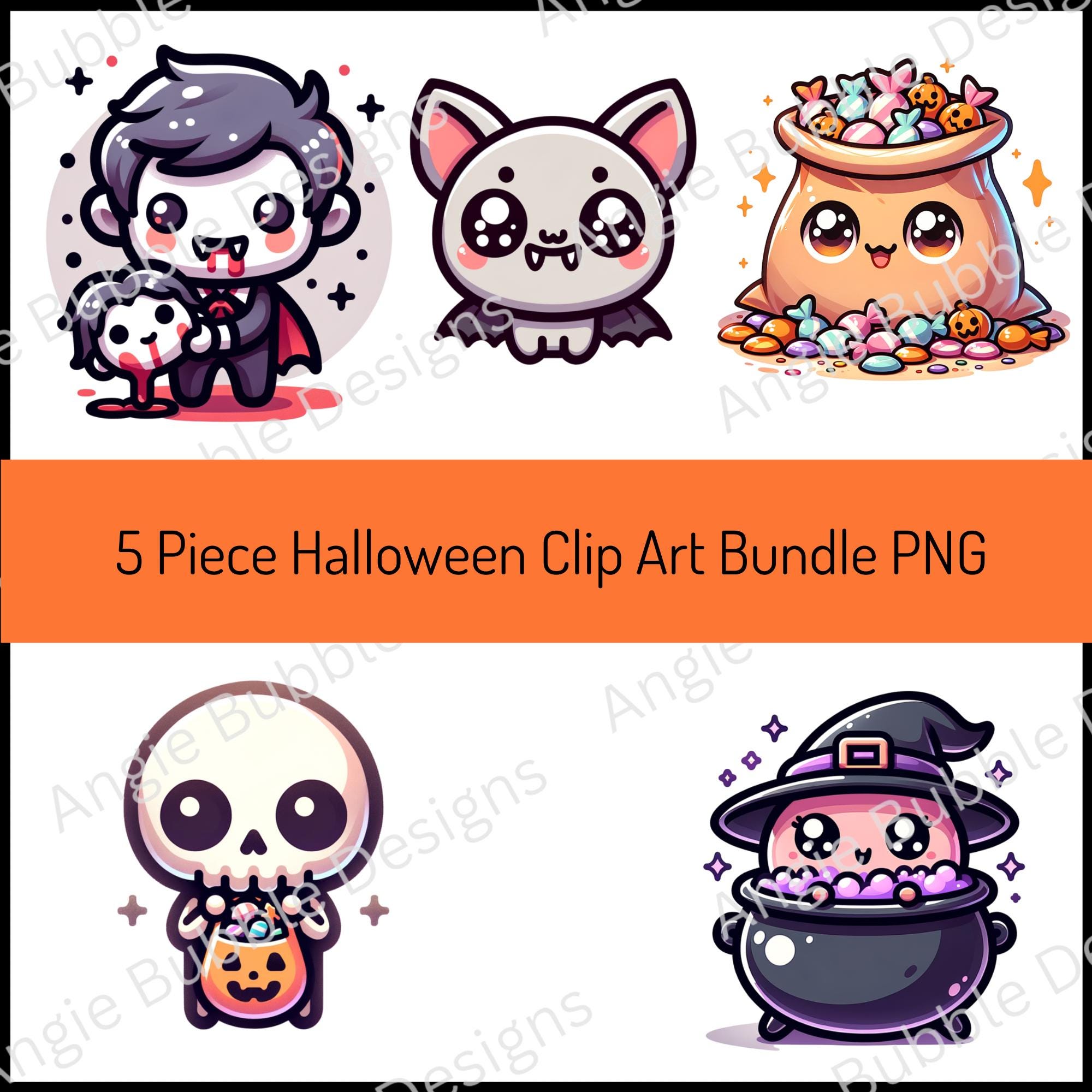 Kawaii Halloween Clip Art Bundle PNG Images, Digital Download, Design ...