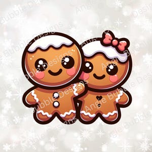 Cute Christmas Gingerbread PNG Cricut - Holiday Chibi Clipart - Digital ...