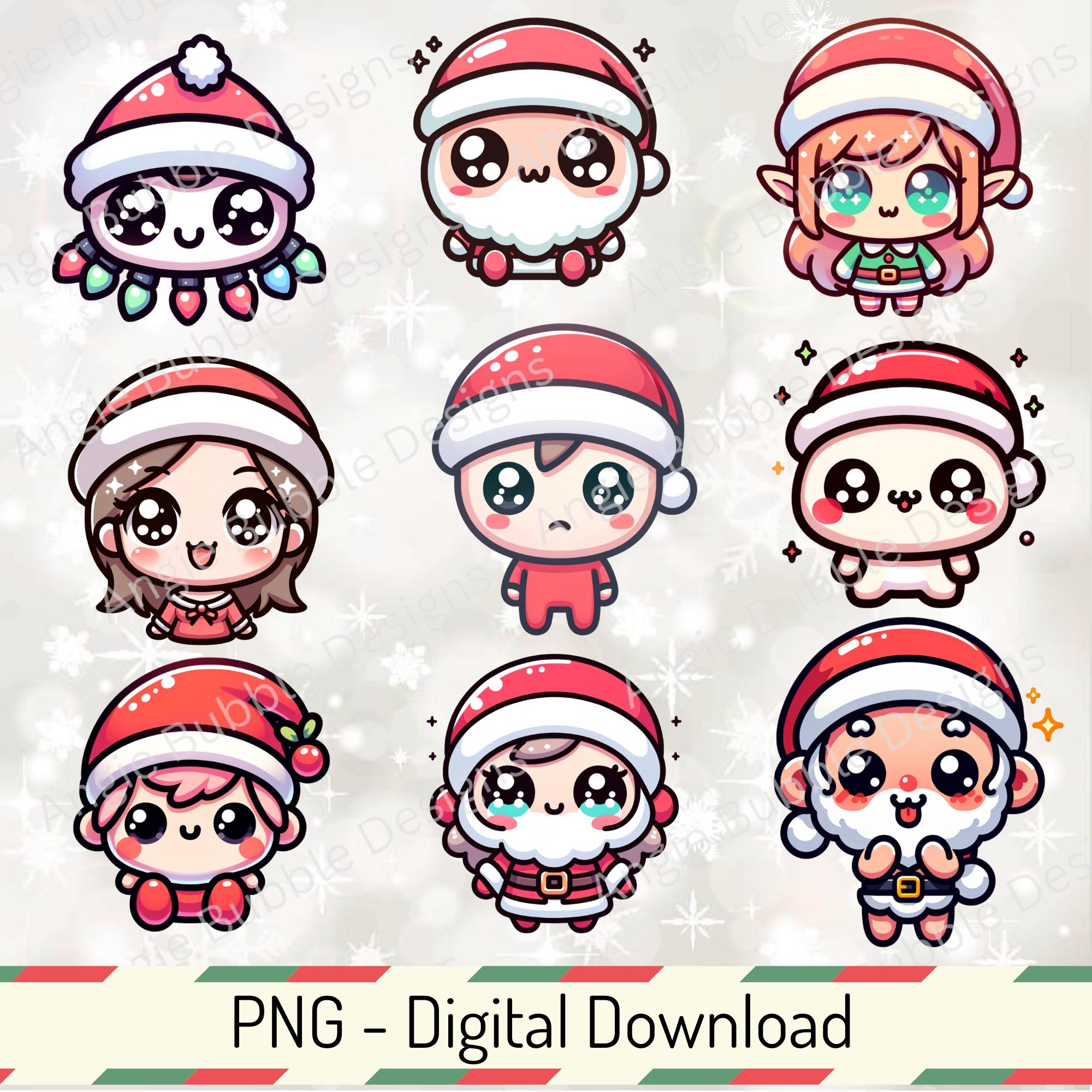 Christmas Kawaii Clipart, Christmas PNG, Christmas Cricut, Chibi ...