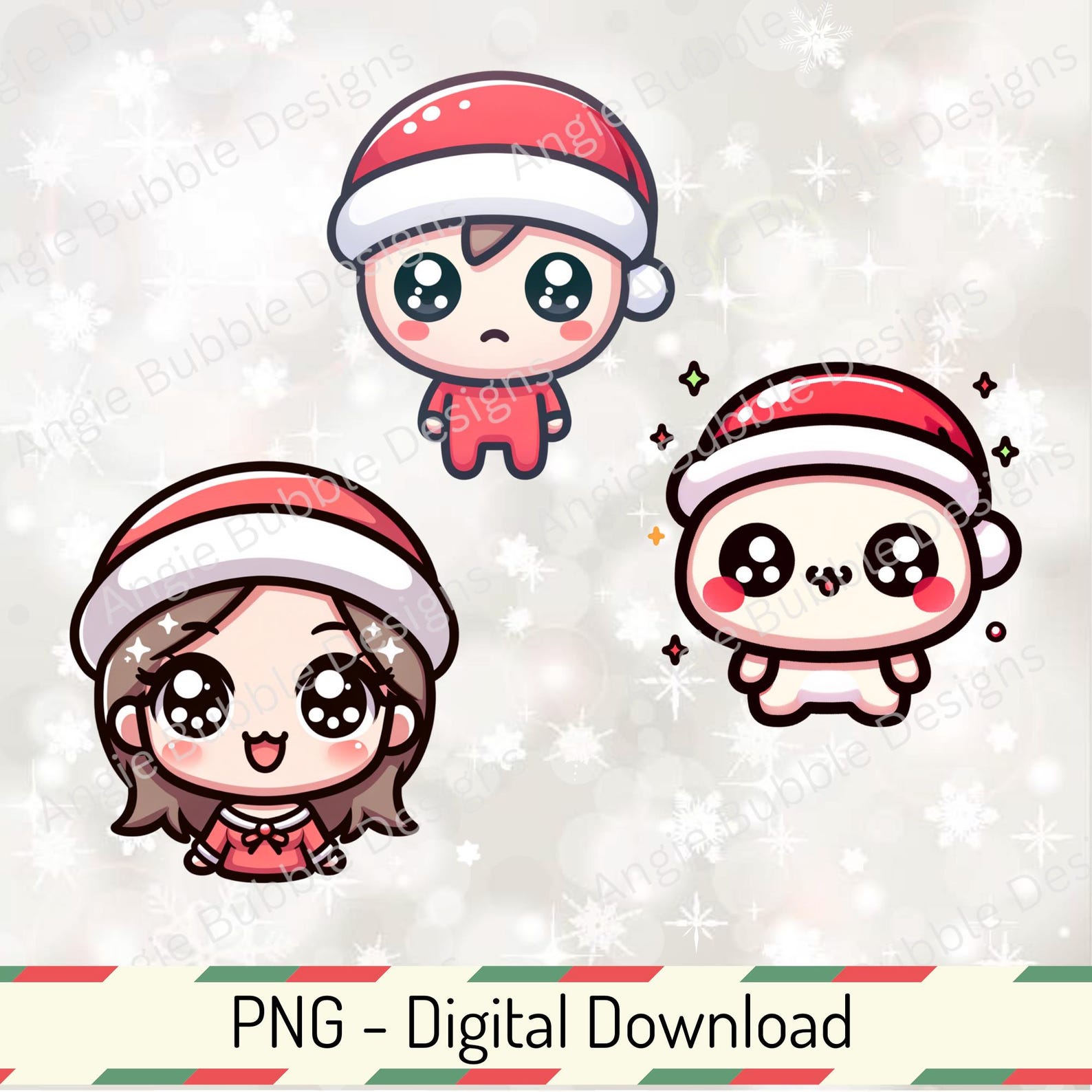 Christmas Kawaii Clipart, Christmas PNG, Christmas Cricut, Chibi ...