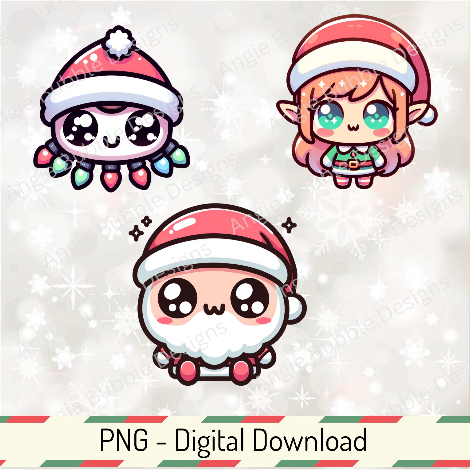 Christmas Kawaii Clipart, Christmas PNG, Christmas Cricut, Chibi ...