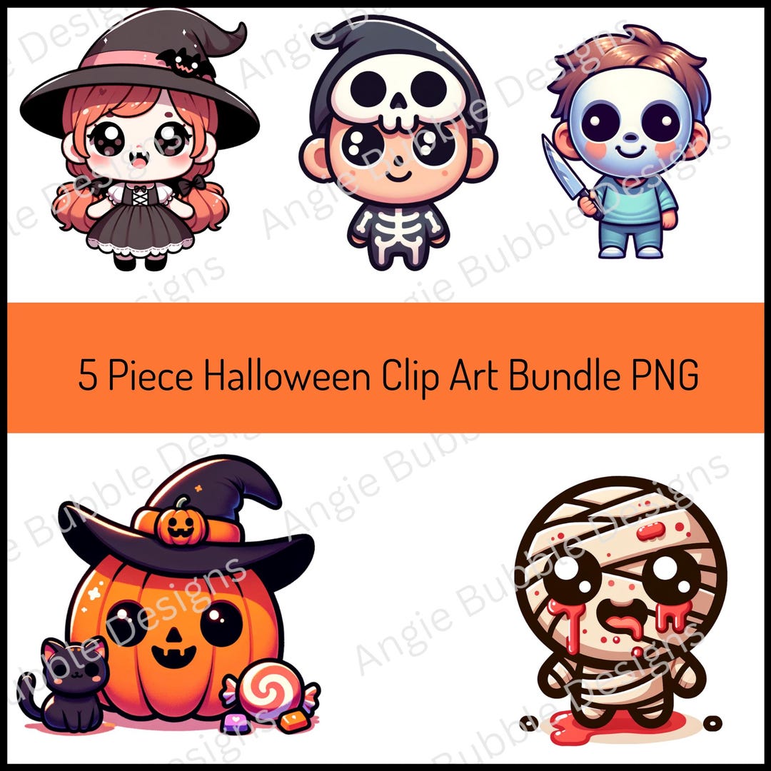 Kawaii Halloween Clip Art Bundle PNG Images, Digital Download, Design ...