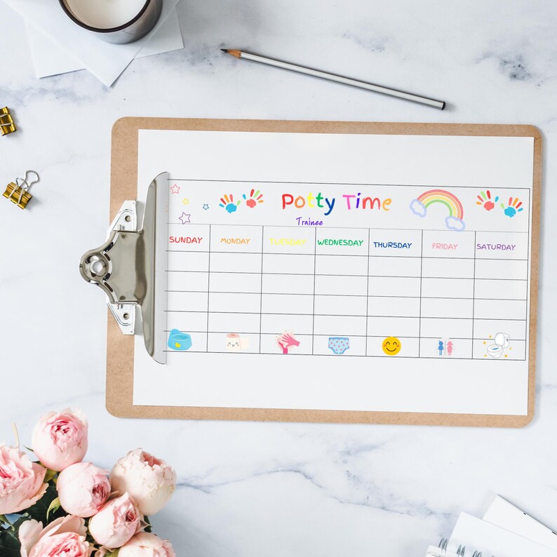 Printable Potty Training Chart for Toddlers – Fun & Rewarding Tracker ...