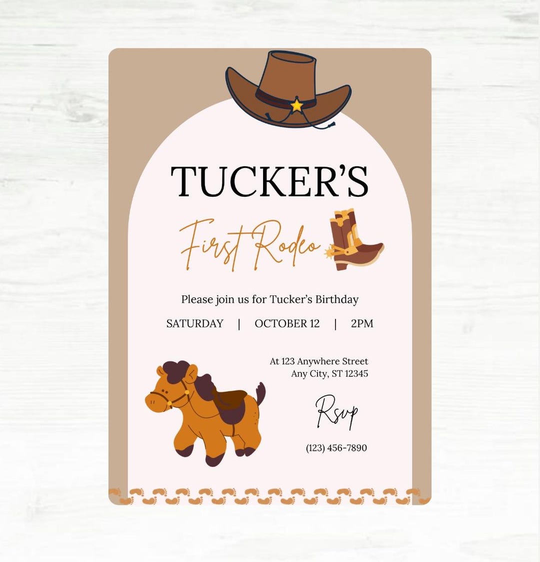 Editable First Birthday Rodeo Invitation, First Birthday Party Invite ...