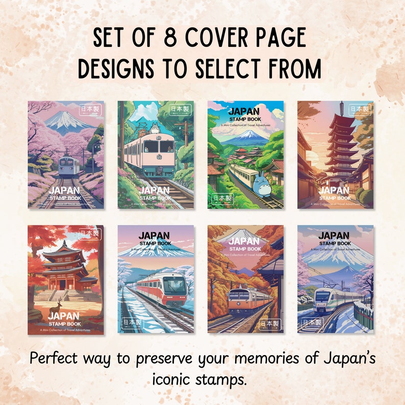 Japan Stamp Collection Book | A6 & A5 Printable | 8 Cover Designs, 20 ...