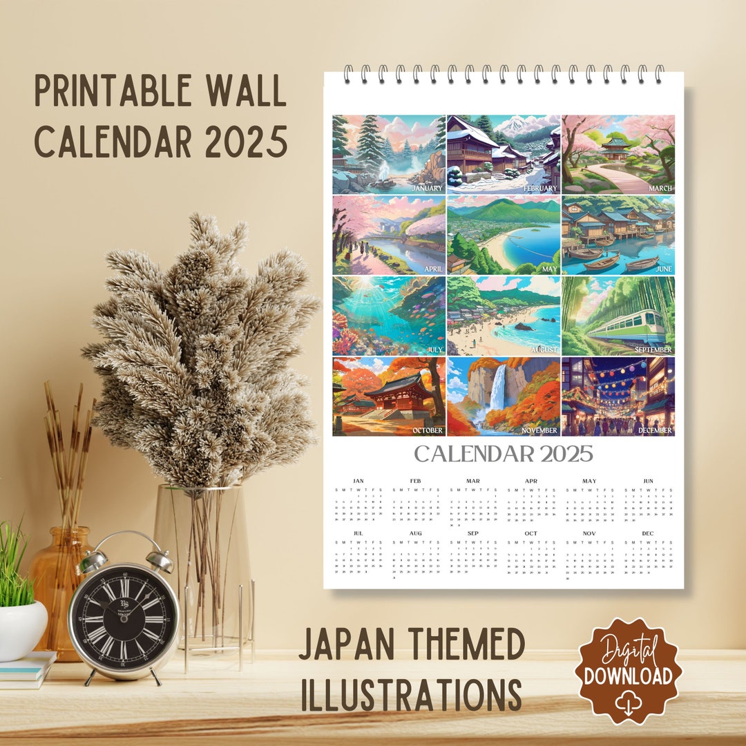 Printable Japan Wall Calendar 2025 | A3, A4, A5 Sizes | 2 Cover Designs ...