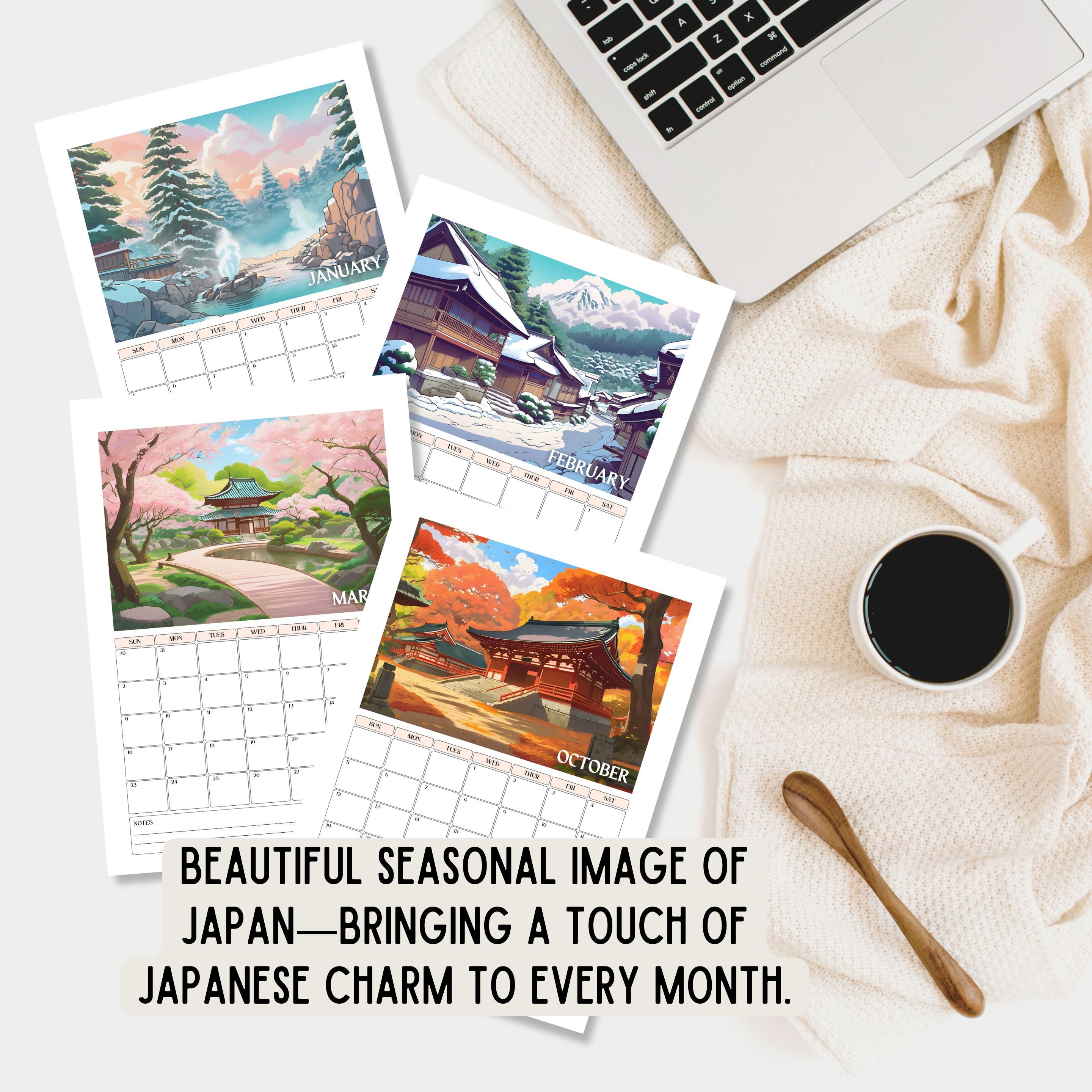Printable Japan Wall Calendar 2025 | A3, A4, A5 Sizes | 2 Cover Designs ...
