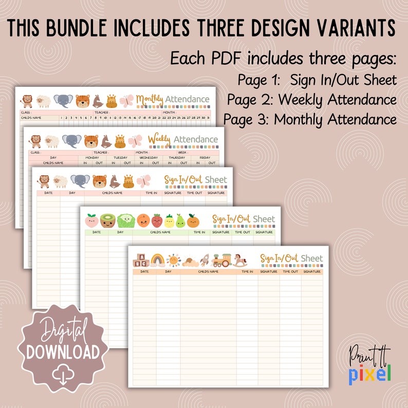 Undated Attendance Sheet Bundle Attendance Tracker Kindergarten ...