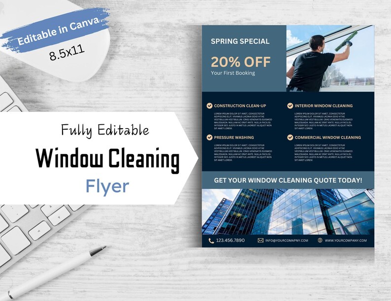 Fully Editable Window Cleaning Flyer Window Washing Banner Flyer 8.5x11 ...