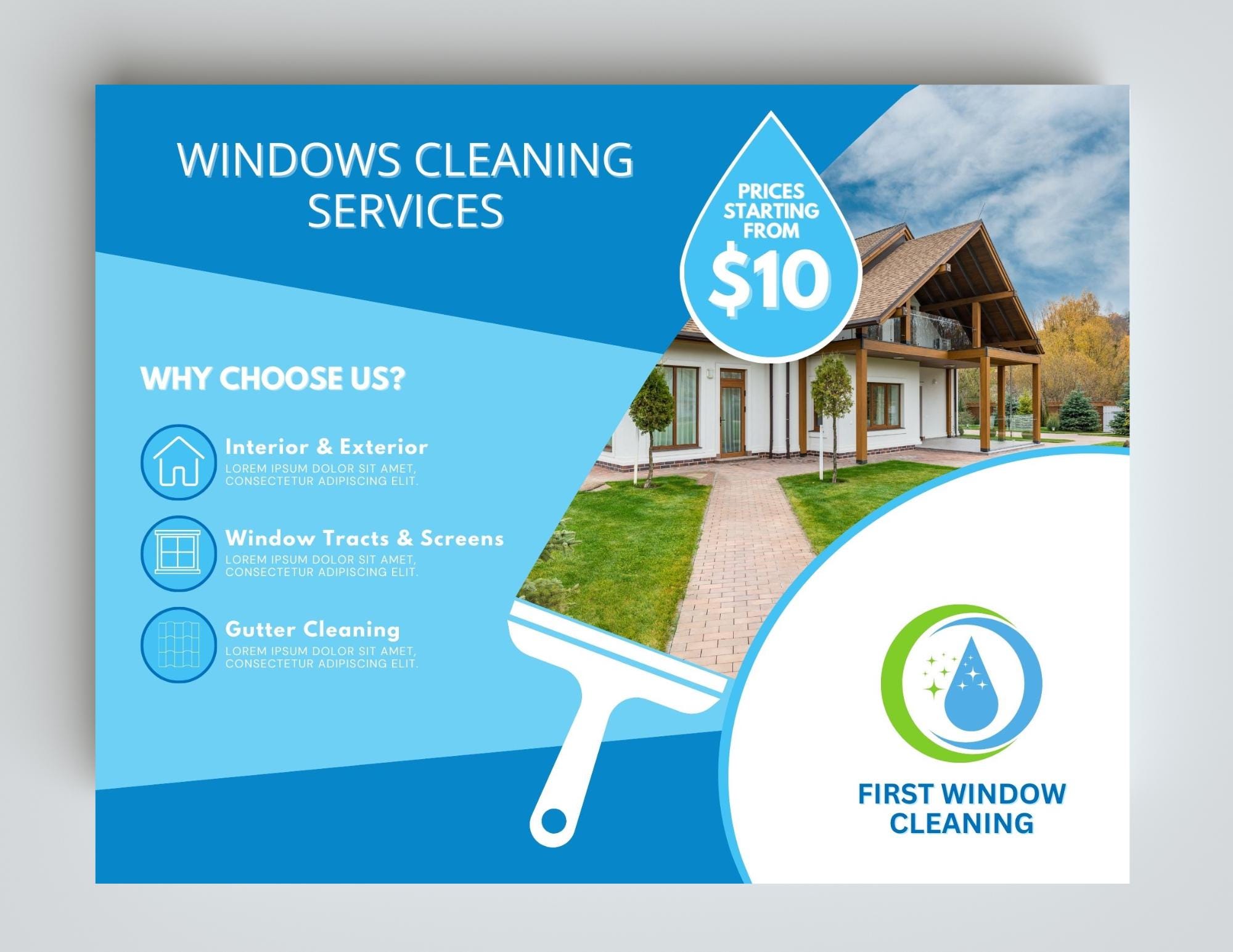 Window Cleaning Flyer Template: Editable Canva Design (11x8.5) - Etsy