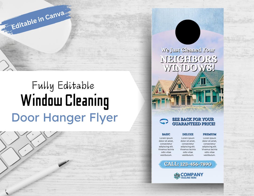Editable Window Cleaning Door Hanger Template | Canva Design for Modern ...