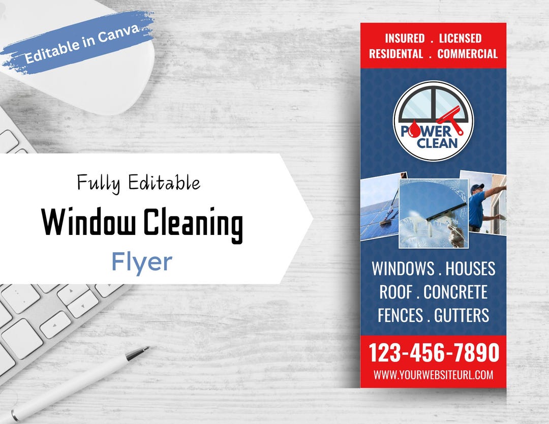 Editable Window Cleaning Flyer Template | Editable Canva Design for ...