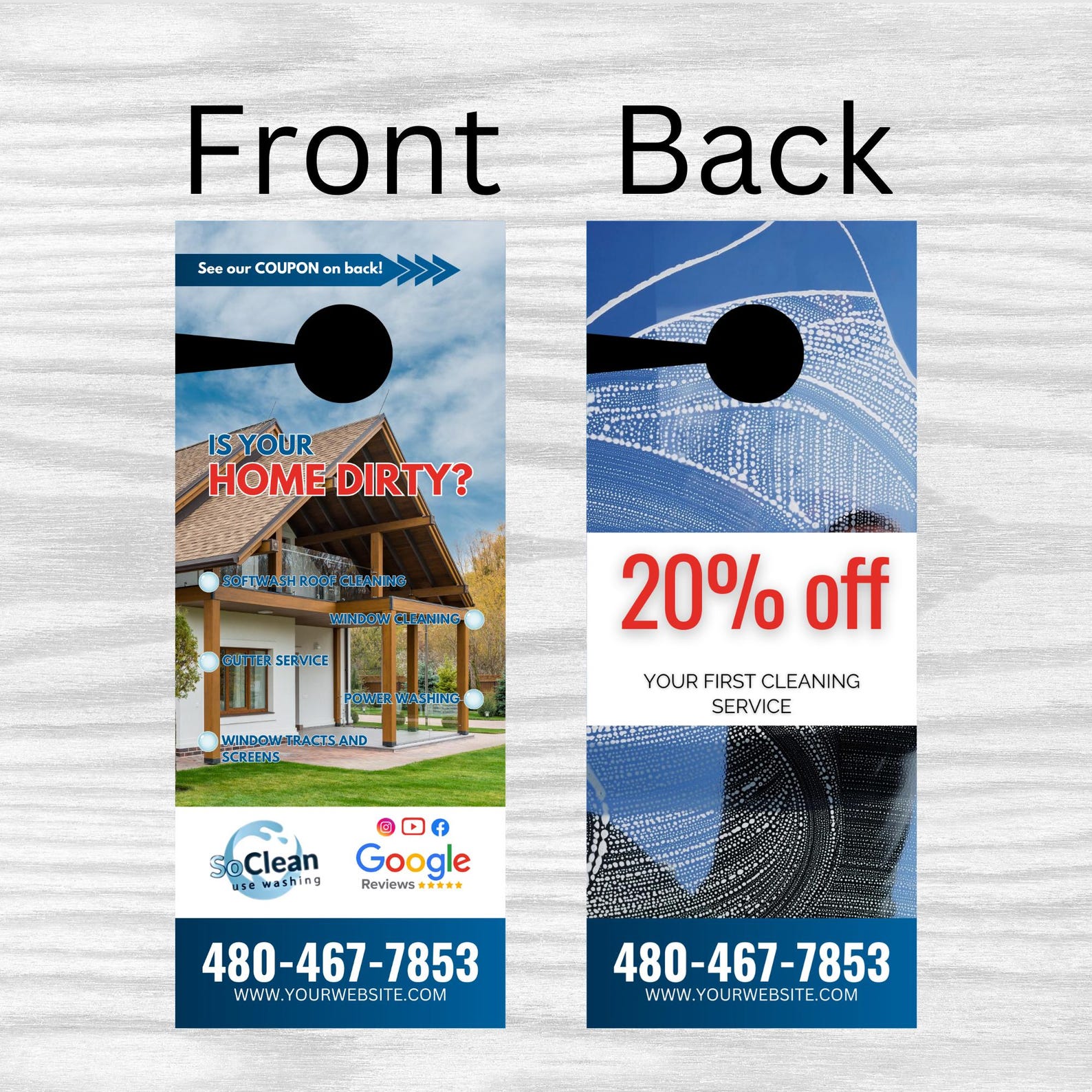Window Cleaning Door Hanger Template | Editable Canva Design - Etsy