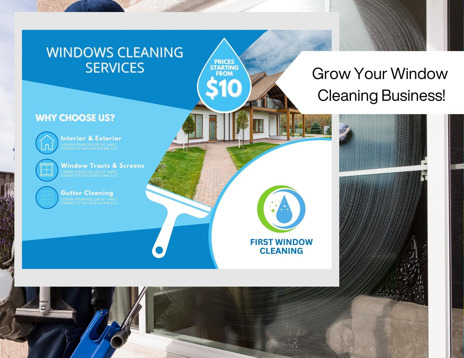 Window Cleaning Flyer Template: Editable Canva Design (11x8.5) - Etsy