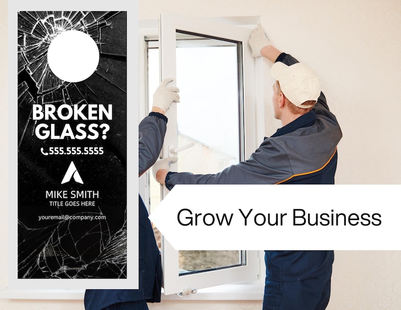 Customizable Door Hanger Flyer Template for Glass Replacement Companies ...