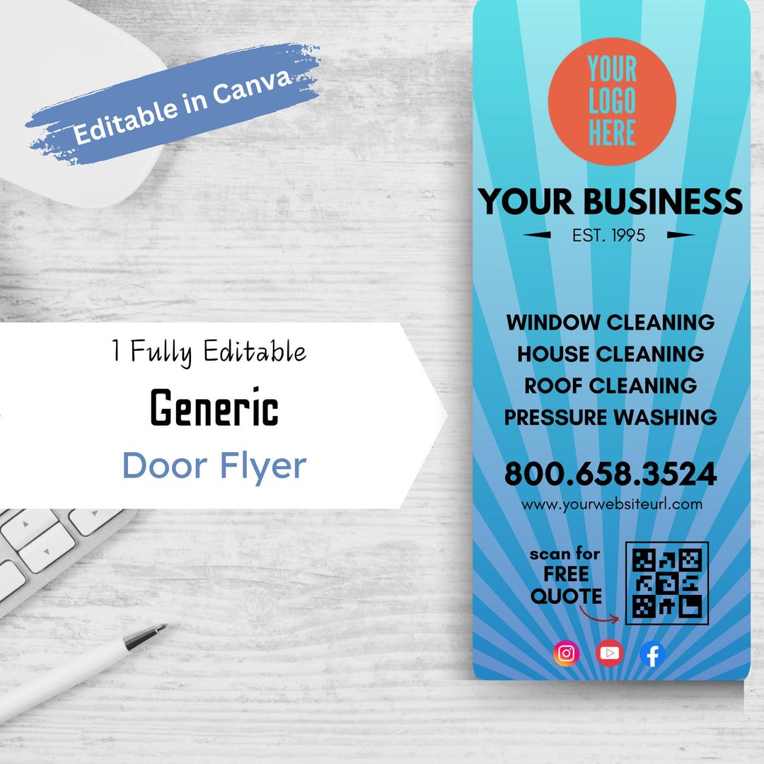 Editable Door Hanger Flyer Template: Customizable Business Marketing ...