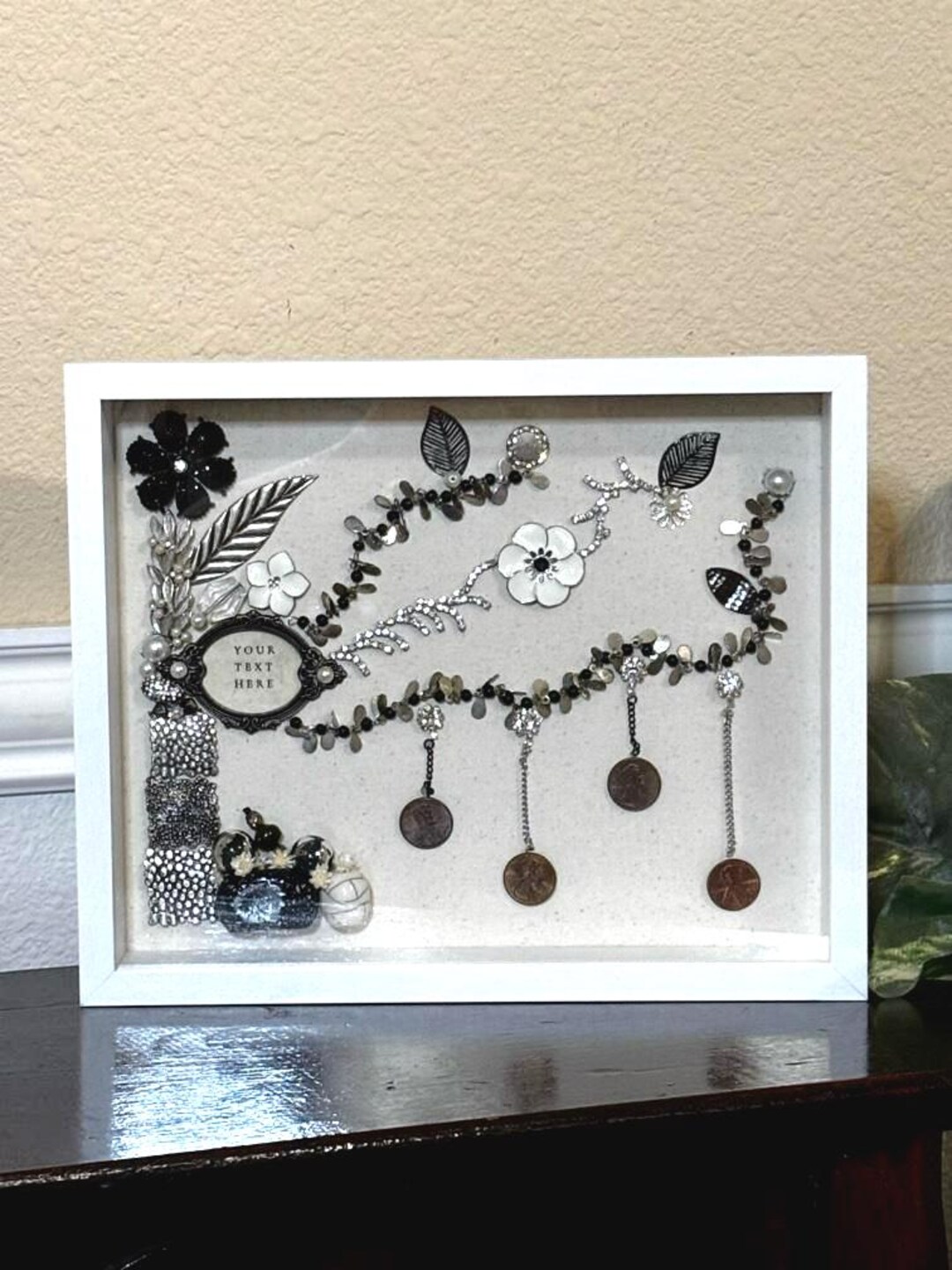 Personalized Penny Family Tree Vintage Jewelry Shadow Box Keepsake Art ...