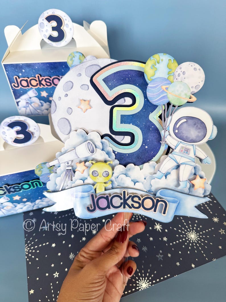 Space Birthday Cake Topper Outer Space Astronaut Cake Topper Galaxy ...