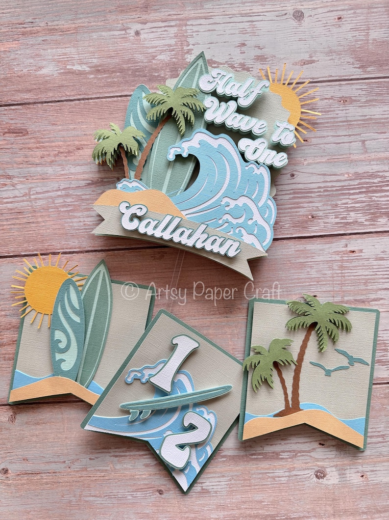 Half Wave to One Banner, the Big One Highchair Banner, Retro Surf ...