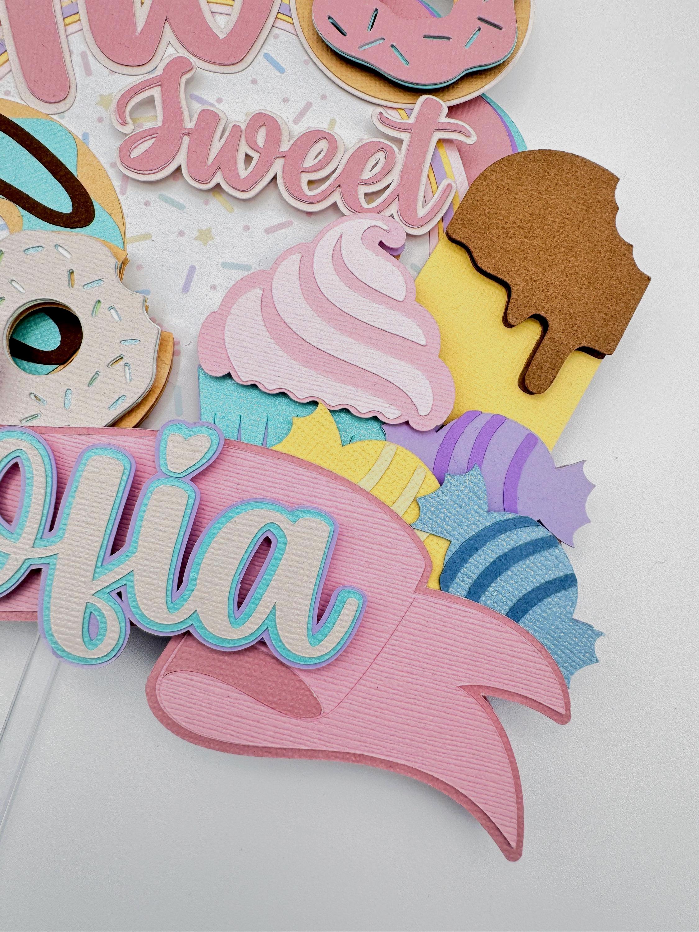 Two Sweet Cake Topper, Pastel Sweets Party Decor, Ice Cream Cake Topper ...