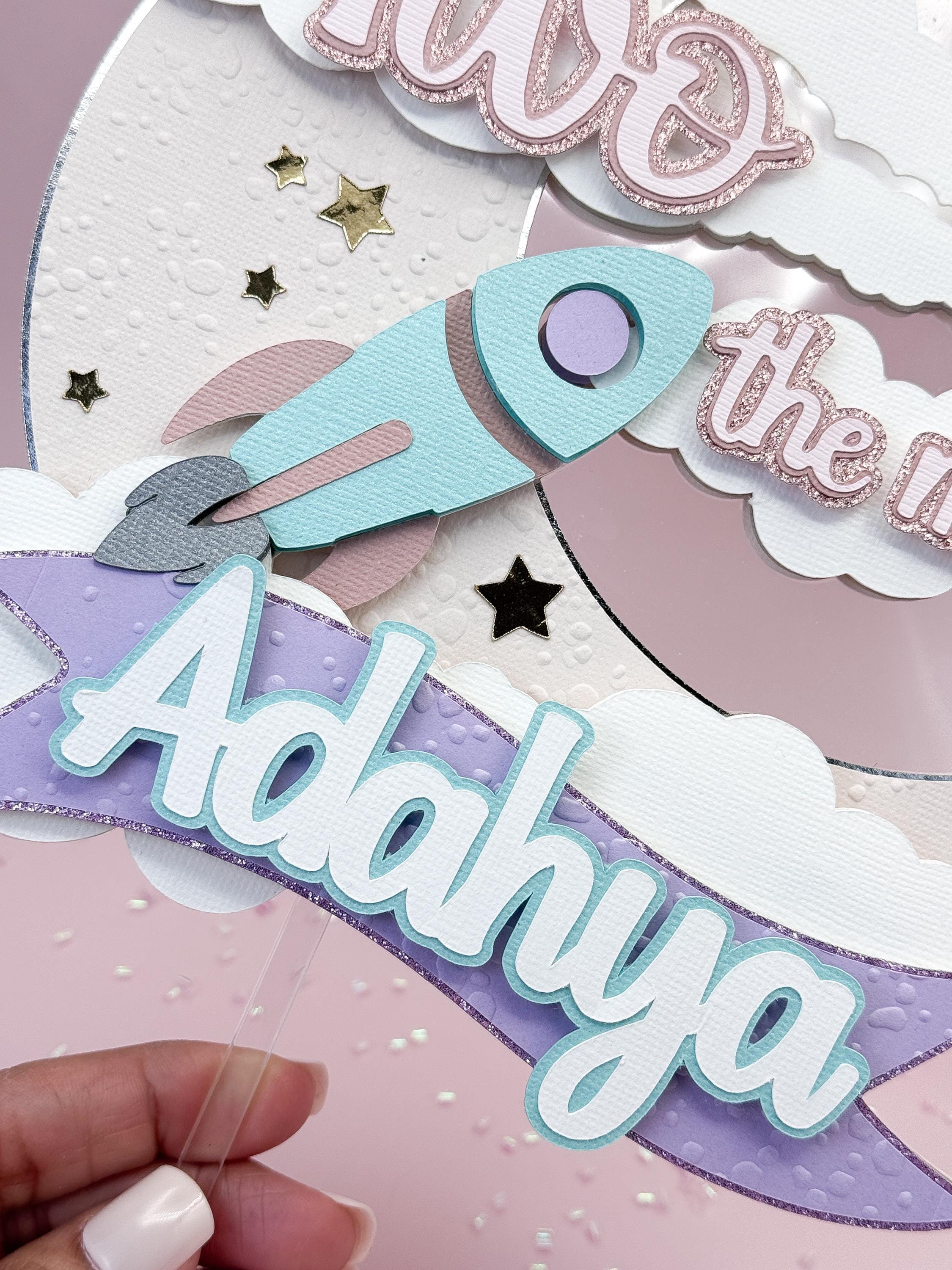 Two the Moon Cake Topper Space Cake Topper Space Birthday Moon Cake Topper Rocket Ship Cake ...