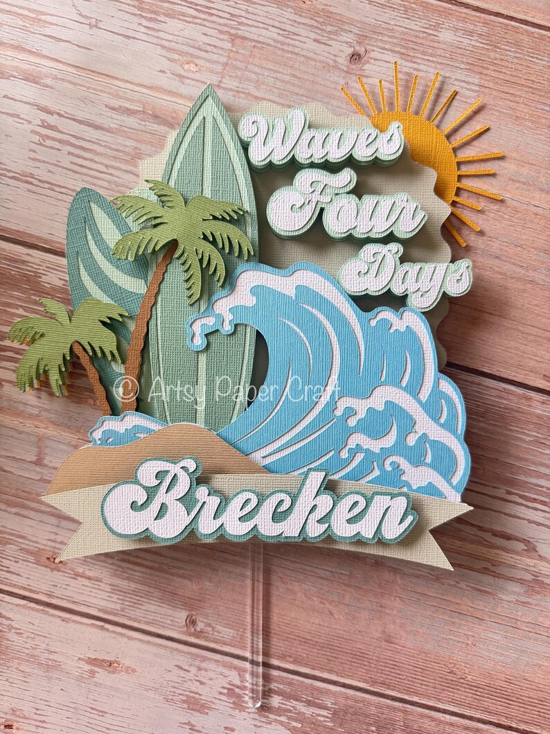 The Big One Cake Topper, Half Wave to One Cake Topper, Retro Surf ...