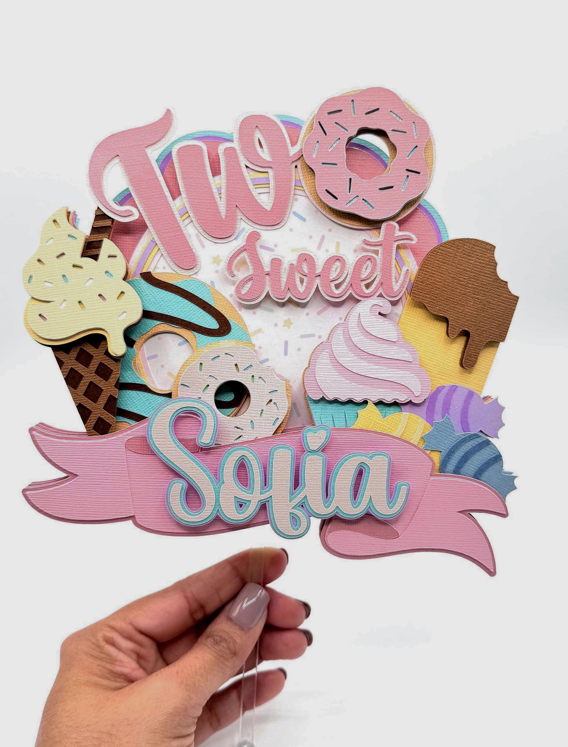 Two Sweet Cake Topper, Pastel Sweets Party Decor, Ice Cream Cake Topper ...