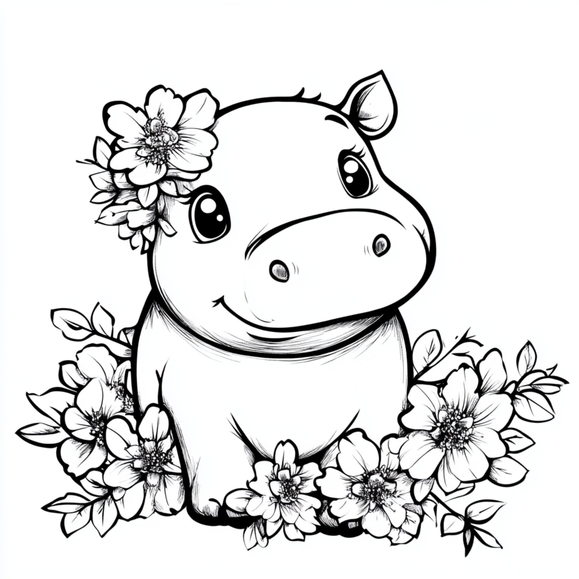 Moo Deng Coloring, Coloring Moo Deng, Moo Deng Bootlegs, Bouncy Pig ...