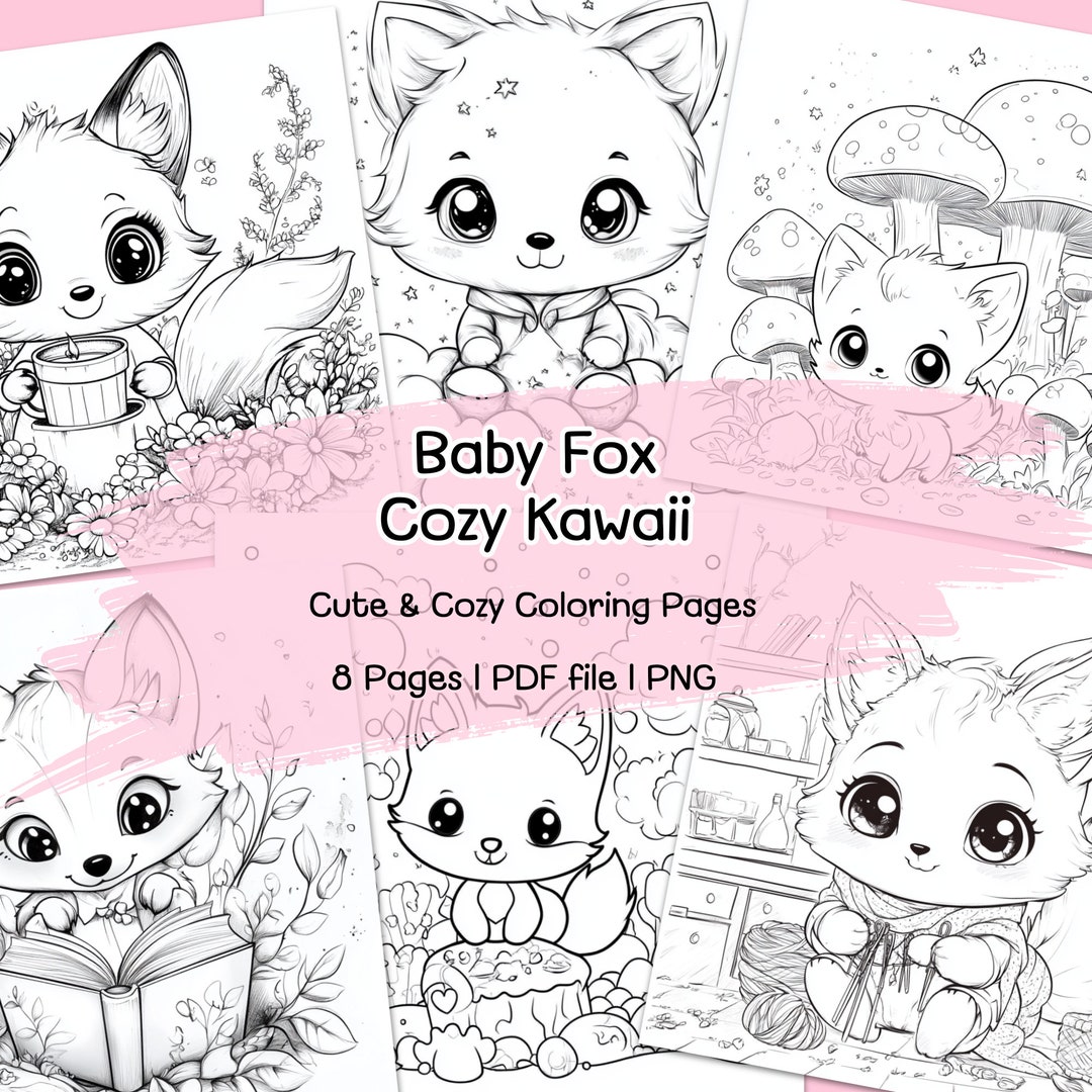 Cozy Kawaii Coloring, Coloring Kawaii, Cozy Kawaii, Baby Foxes Cozy Kawaii, Kawaii Cozy – 8 ...