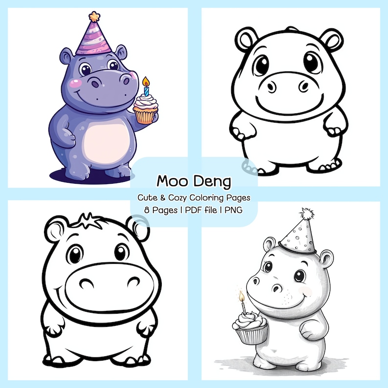 Moo Deng Coloring, Coloring Moo Deng, Moo Deng Bootlegs, Bouncy Pig ...